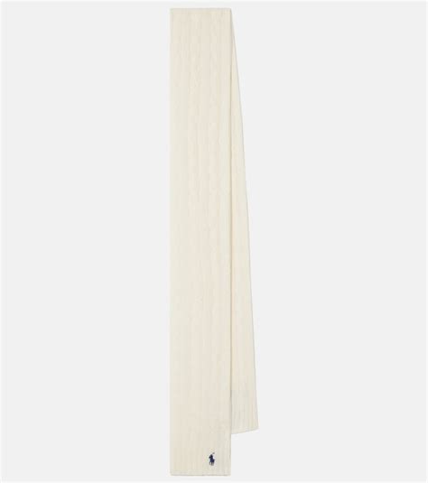 Wool And Cashmere Scarf In White Polo Ralph Lauren Mytheresa