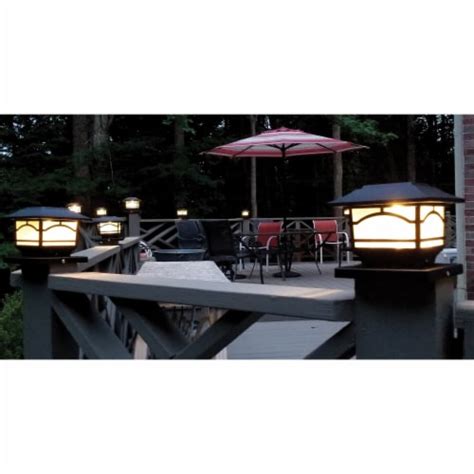 Mission Style Solar Post Cap And Deck Railing Lights 2 Pack Dark