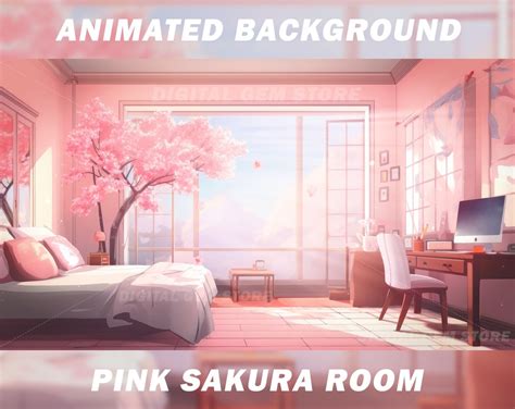 Vtuber Animated Background For Twitch Pink Sakura Room Background
