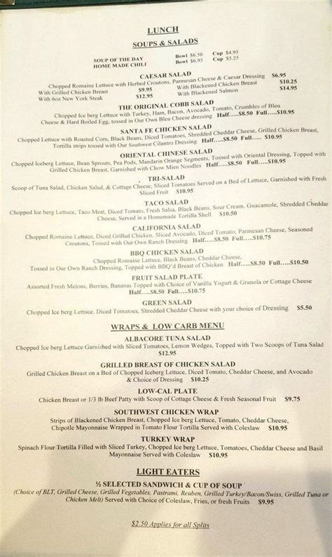 Carta Del Restaurante Cjs Diner Palm Desert