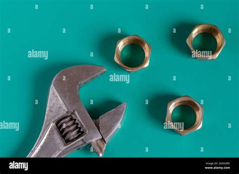 Brass Nuts For Pipe Compression Fittings Close Up Selective Focus