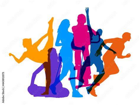 Aktive Menschen Beim Sport Als Fitness Konzept Stock Illustration Adobe Stock
