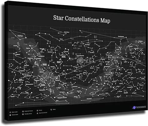 Higly Detailed Equatorial Star Map Poster Constellations With Star Names Wall