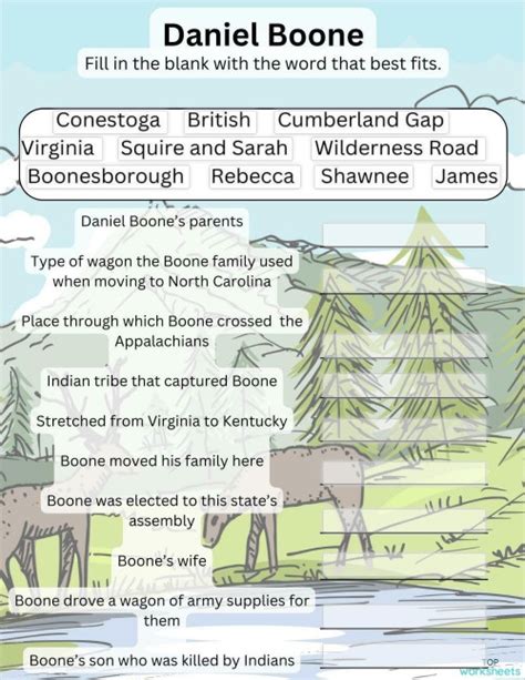 Daniel Boon Interactive Worksheet Topworksheets