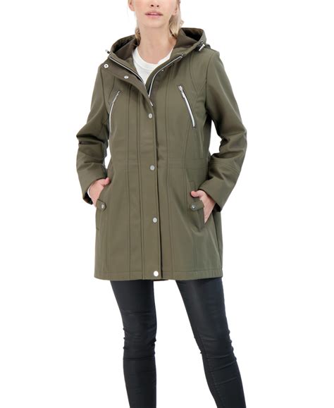 Sebby Collection Womens Soft Shell Jacket With Hood In Olive Modesens