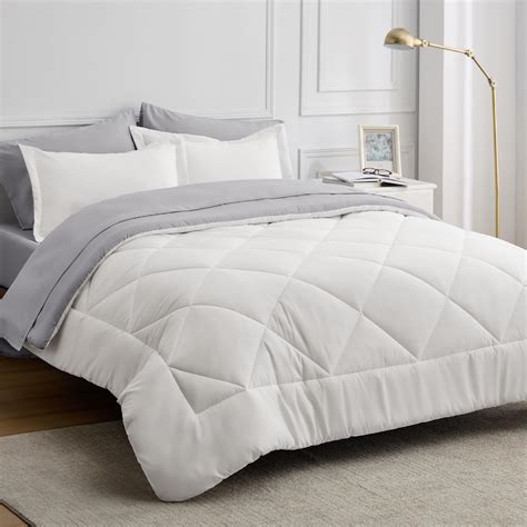 Bedsure Ivory Queen Comforter Set 7 Pieces Reversible Queen Bed In A