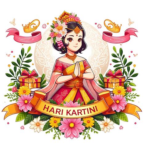 Premium Photo Vector Hari Kartini A Drawing Of A Girl In A Sari With