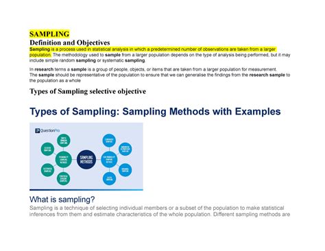 Definition And Objectives Sampling Definition And Objectives Sampling