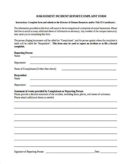Harassment Incident Report Form