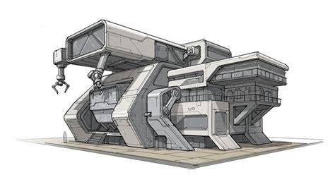 Futuristic Industrial Building With A Rectangular Structure Featuring