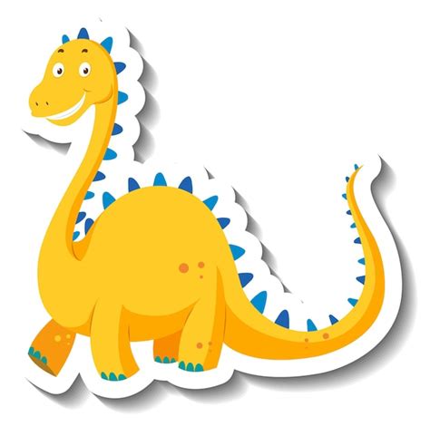 Free Vector Cute Yellow Dinosaur Cartoon Character Sticker