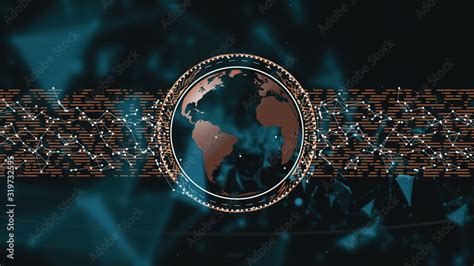 Birth Of Beautiful Gold Planet Inside A Plexus Capsule Over Background Of Plexus Networks Stock