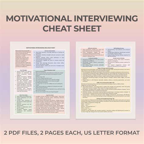 Mi Cheat Sheet Motivational Interviewing Therapy Cheat Sheet