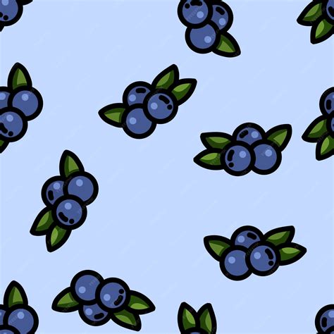 Premium Vector Cute Cartoon Flat Style Blueberry Seamless Pattern