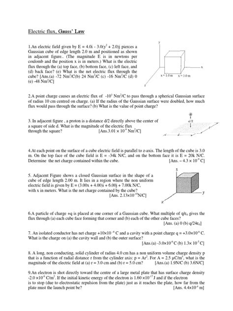 Electrostatics Problems Pdf Electric Charge Sphere