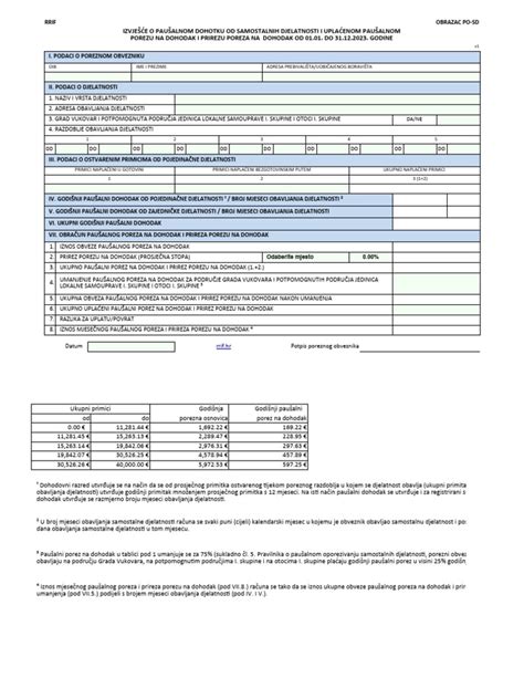 Obrazac Po Sd 2023 Rrif Pdf