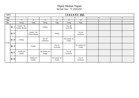 Lesson Plan Elementary 2nd Semester 20 21 Pdf Physical Education Health Education
