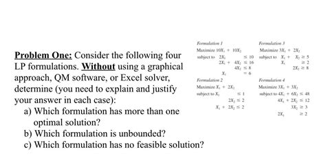 Solved Problem One Consider The Following Four Lp