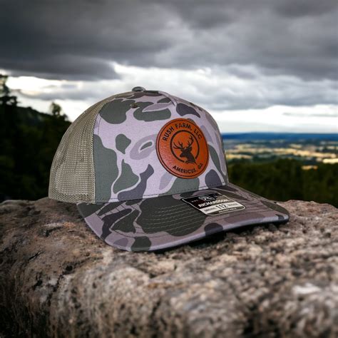 Custom Richardson 112 Pfp Duck Camo Leather Patch Trucker Hat Marsh