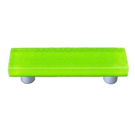 Hot Knobs Hk1205 Pb Bubbles Spring Green Rectangle Glass Cabinet Pull