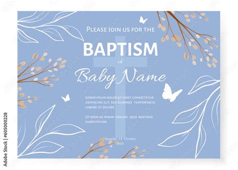 Baptism Invitation Card Design Invitation Template With Cross Vector