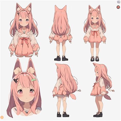 Premium Ai Image A Series Of Pictures Of A Girl With Pink Hair And A Hello Kitty On The Bottom