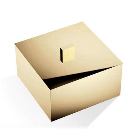 Shiny Gold Square Multi Purpose Box With Lid 17x17cm Vesimi Design Luxury Bathrooms And