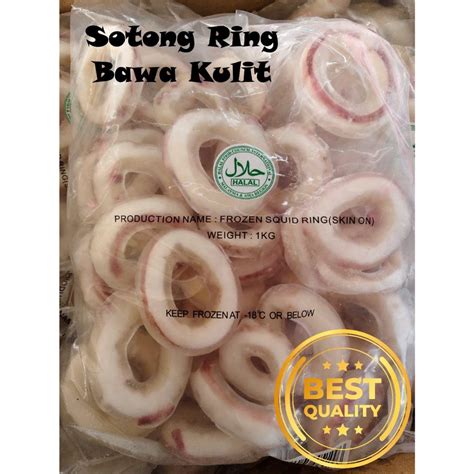Sotong Ring Bawa Kulit Skin Onfrozen Seafood 60 Glazing 1kg Packing Shopee Malaysia