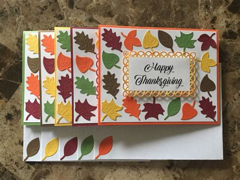 Set Of 5 Elegant Thanksgiving Cards Handmade 3d Variety Earth Tones
