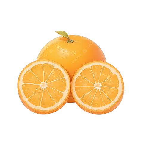 One Orange And Two Cut Half Slices Orange Fruit Sweetness Png