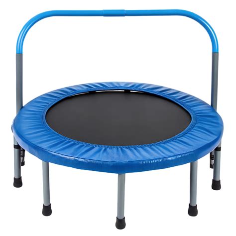 Small Blue Fitness Trampoline With Safety Bar 59253974 Png