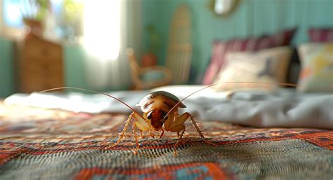 Closeup Cockroach On The Bed In The Morning Premium Ai Generated Image