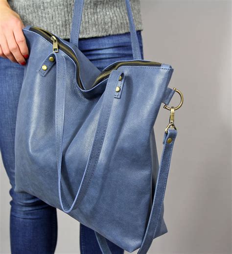 Leather Tote Bag With Zipper Carry On Bag Large Leather Bag Top