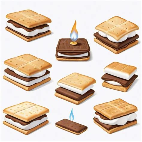 Smores Cartoon Vector Set White Background Isolated Premium Ai