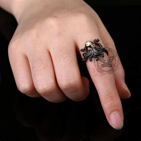 Black Octopus Brass Ring Gthic
