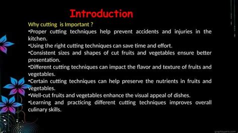 Basic Cutting Techniques Of Fruits And Vegetables Pptx