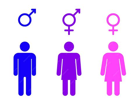 Premium Vector Set Of Gender Symbols With Stylized Silhouettes Male