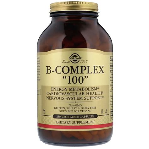 Solgar B Complex 100 — High Potency B Vitamins 250 Ct Organic Basic Food