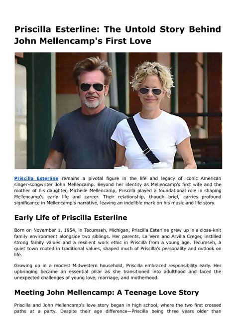 Priscilla Esterline The Untold Story Behind John Mellencamps First Love