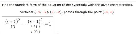 Answered Find The Standard Form Of The Equation Of The Hyperbola With