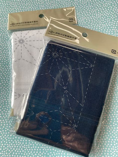 Olympus Sashiko Star Hex Pattern Preprinted Hana Fukin Sashiko Cloth 31cm Square From Japan