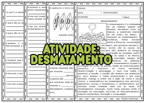 Blog Educação E Transformação 👍atividade Desmatamento