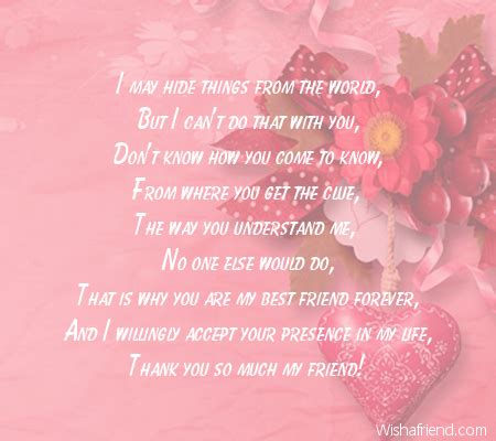 Thank You For Your Friendship Poems