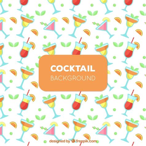 Free Vector Cocktail Background In Flat Design