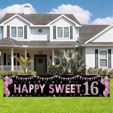 Happy Sweet 16 Party Decorations Backdrop Banner Sweet