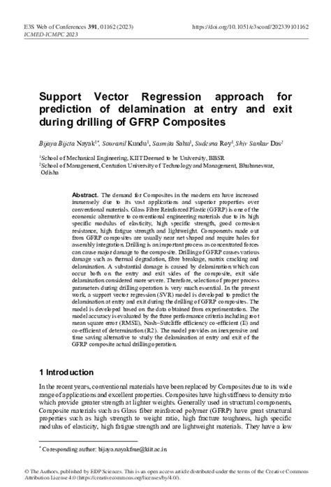 pdf support vector regression approach for prediction of delamination