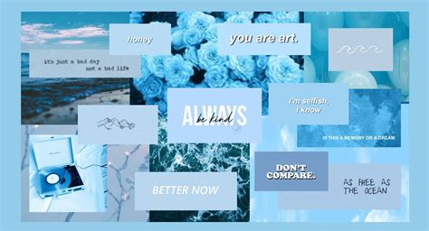 Blue Aesthetic Laptop Desktop Wallpaper Etsy