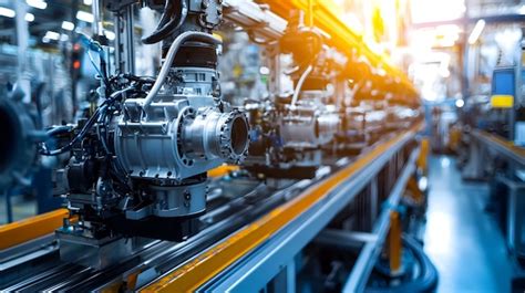 Efficient Engine Assembly Line In Modern Manufacturing Facility