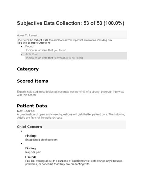 Subjective Data Collection Pro Tips And Example Questions For Patient