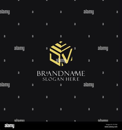 Jv Initial Monogram With Hexagon Shape Logo Creative Geometric Logo